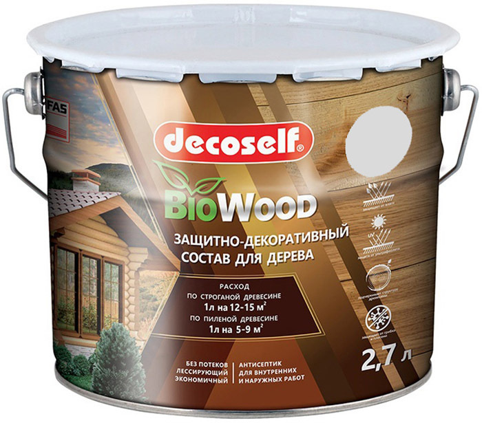 ДЕКОСЕЛФ декоративная пропитка по дереву тик (2,7л) / DECOSELF Biowood ...