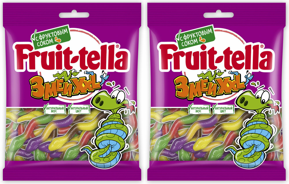 Мармелад Fruittella Змеи XXL жевательный, комплект: 2 упаковки по 70 г - купить с доставкой по ...