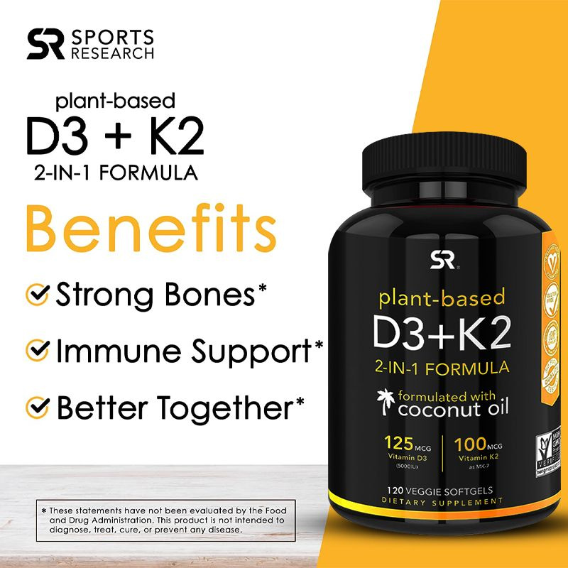 Витамин K2 + D3 / Vitamin K2 + D3 / Натуральный витамин К2 + Д3, 5000 ...