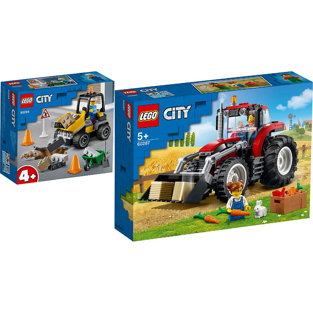 LEGO City Great Vehicles 2er Set: 60284 Baustellen LKW, 60287 Traktor ...