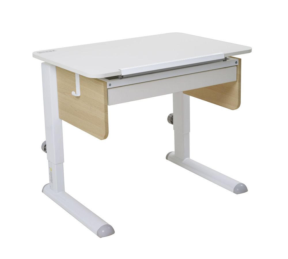 Парта растущая Юниор с выдвижными ящиком (столешница белая, боковины ...