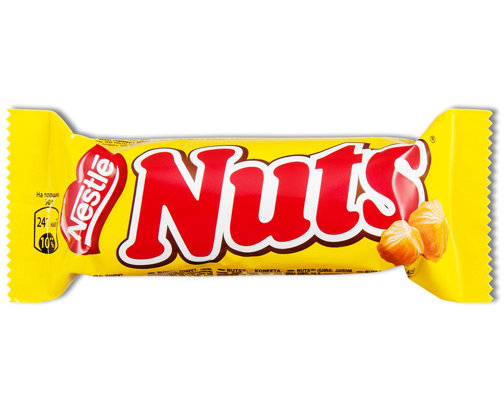 Шоколадный батончик Nuts, с лесным орехом, 50 г, 1 шт. - купить с ...