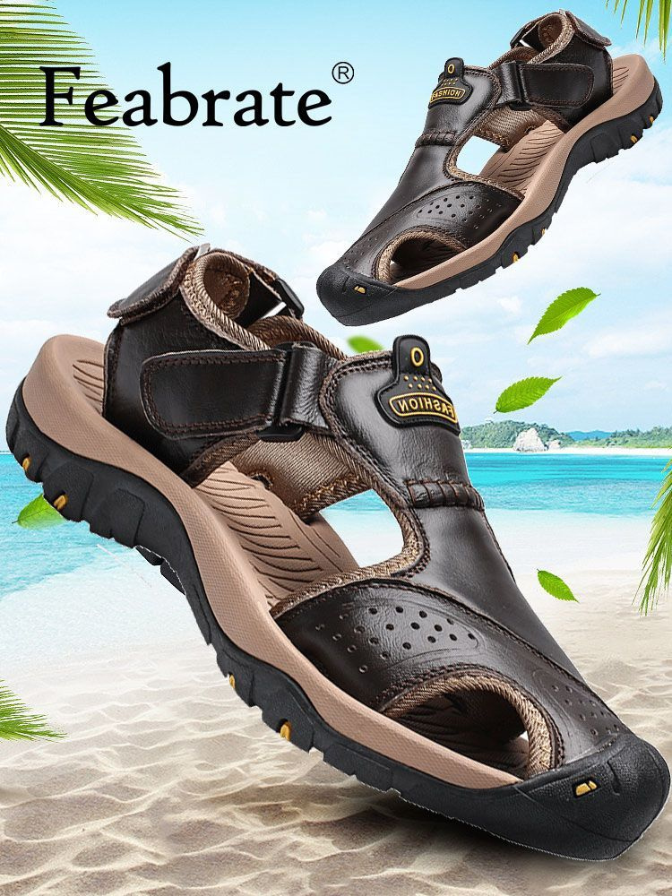 Сандалии Мужской Feabrate, размер 48 Искусственная кожа Без каблука Анатомическая стелька ...