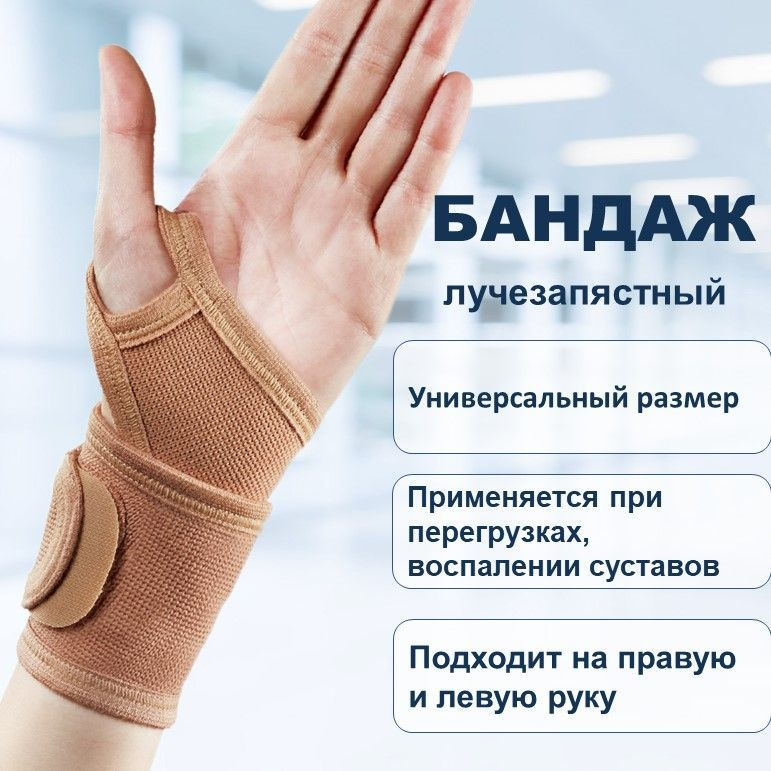 Бандаж на лучезапястный сустав универсальный размер бежевый - купить с ...