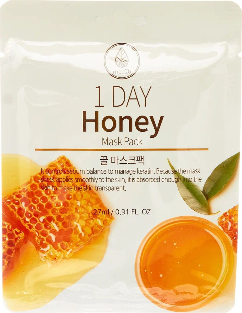 MEDB 1 Day Honey Mask Pack Маска для лица тканевая питательная с мёдом 27мл / уход за кожей ...