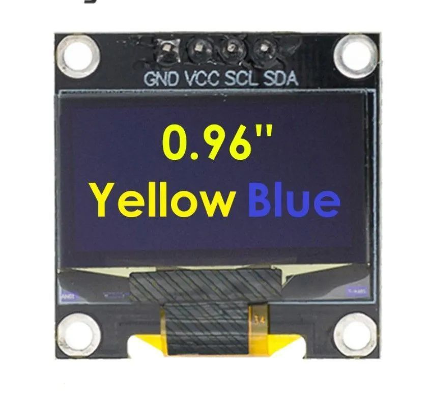OLED 0.96" дисплей 128x64, I2C, 4 pin, монохромный синий/желтый для ...