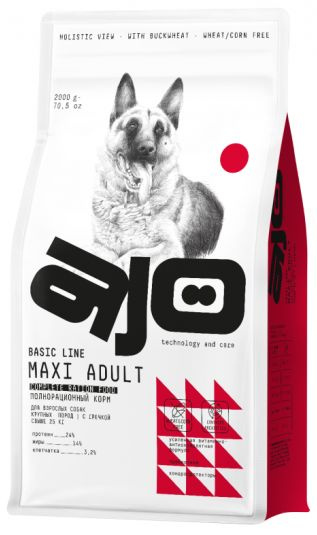 Сухой корм для собак крупных пород Ajo Breeder Maxi Adult, с гречкой ...