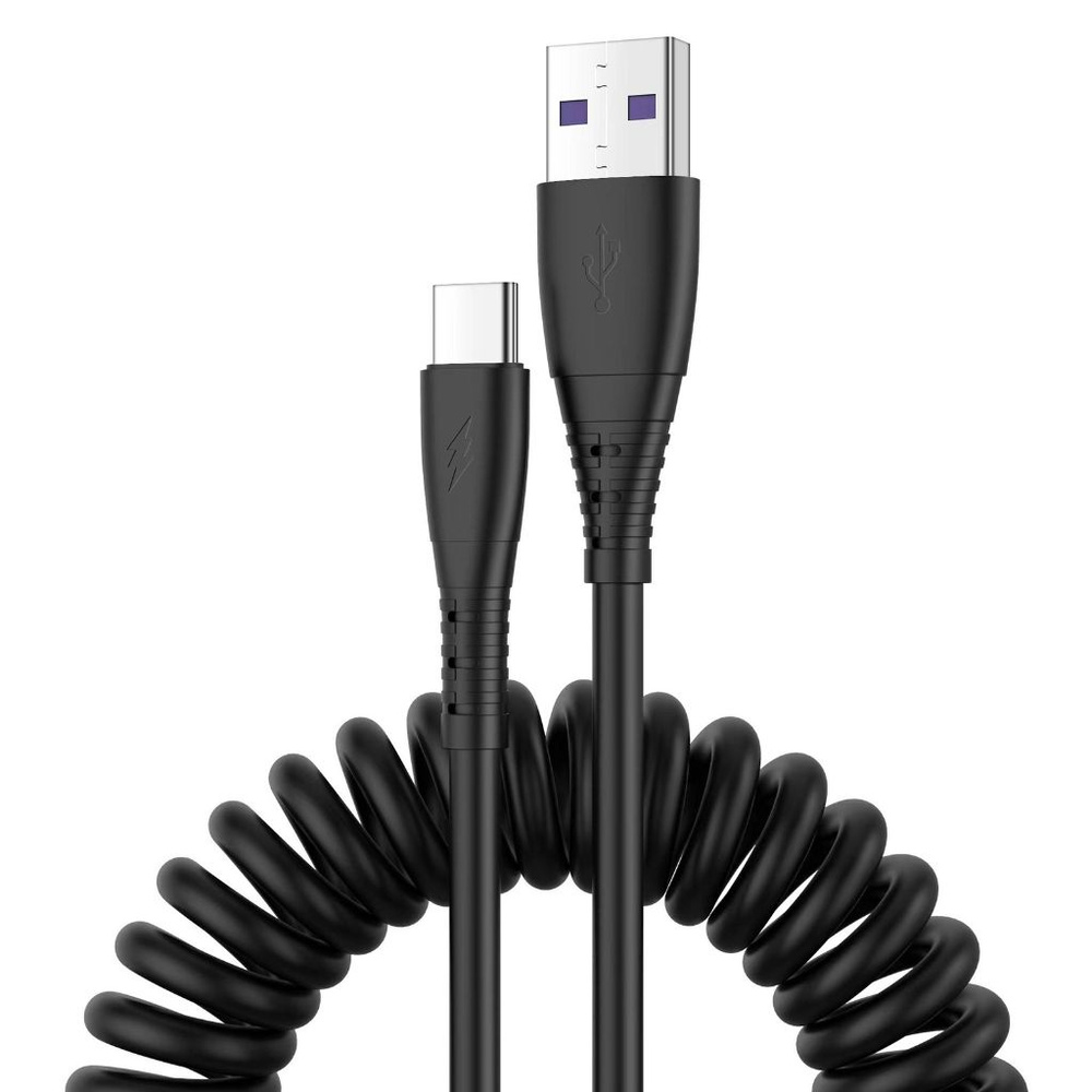 Быстрая зарядка Usb кабеля типа C спиральный выдвижной шнур для