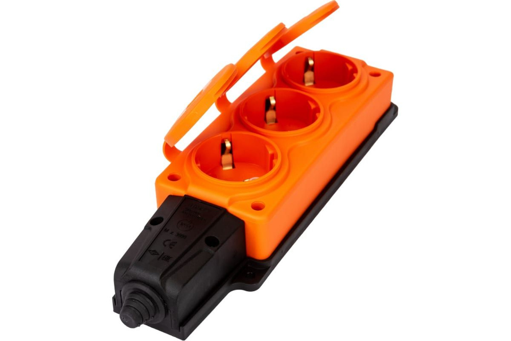 Розетка каучуковая (колодка розеточная) 3-я влагозащищенная трёхместная ...