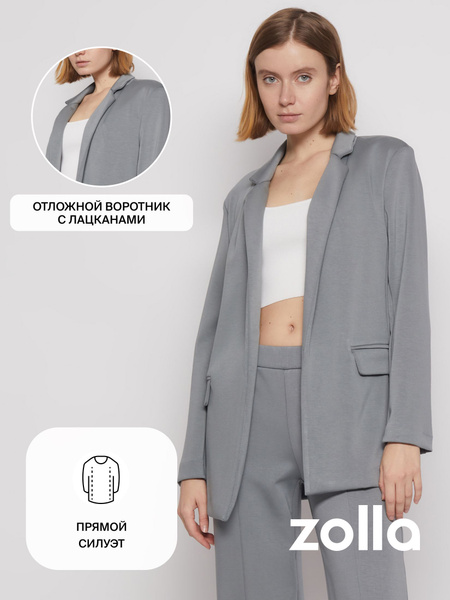 Пиджак Женский Zolla бирюзовый, размер 50 Вискоза, Полиэстер Длинный Повседневный, рост 164-176 ...