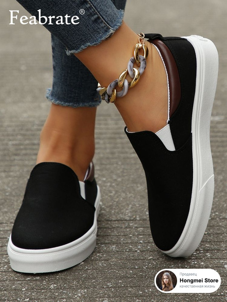 Слипоны Женский Feabrate Холст Бег, размер 39 На любой сезон Без застёжки Без каблука купить c ...