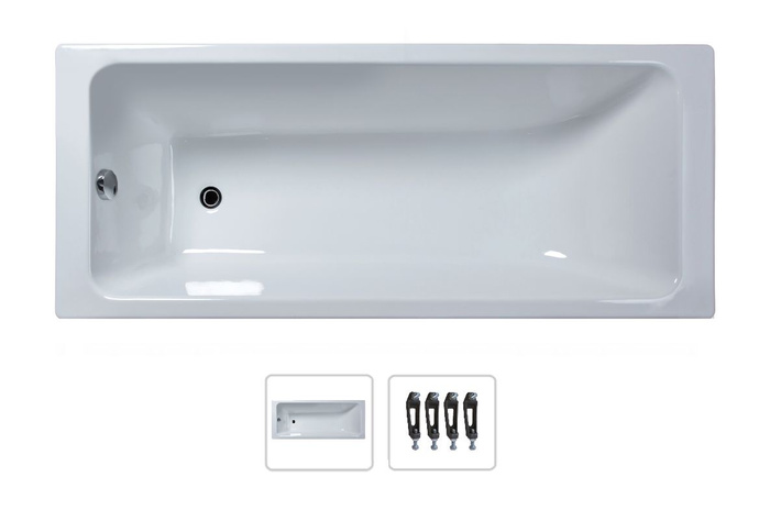 Комплект 2 в 1: чугунная ванна Универсал Оптима 150х70 с ножками ...