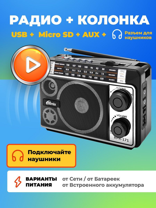 Радиоприемник Ritmix RPR-171, Black купить по низкой цене с доставкой в ...