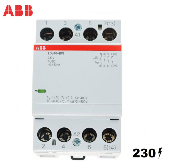 Модульный контактор ABB ESB-40-40, 40А 4НО, катушка 230В, AC/DC - купить с доставкой по выгодным ...