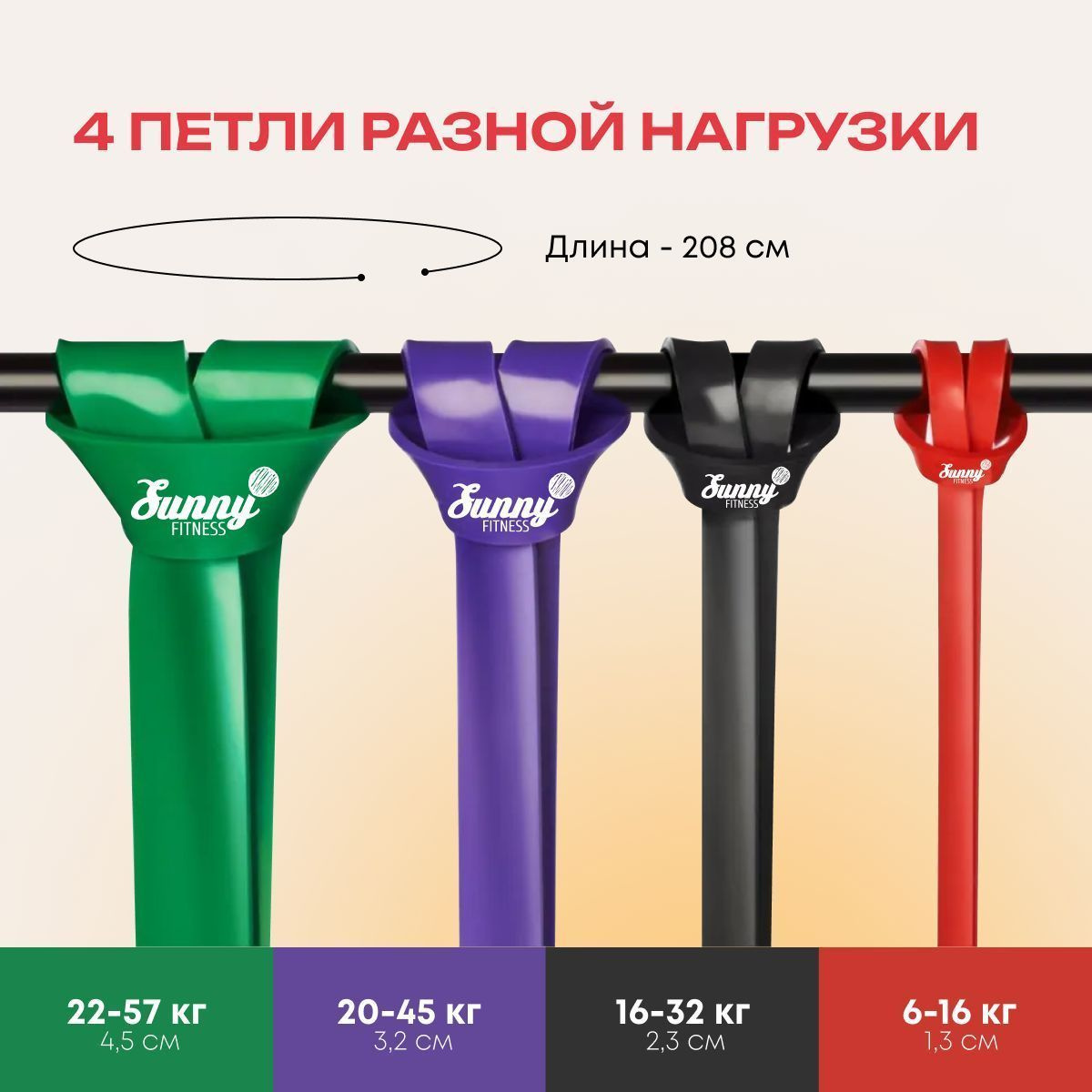 Резинки для фитнеса, набор; эспандер ленточный 6-57 кг; резинки для ...