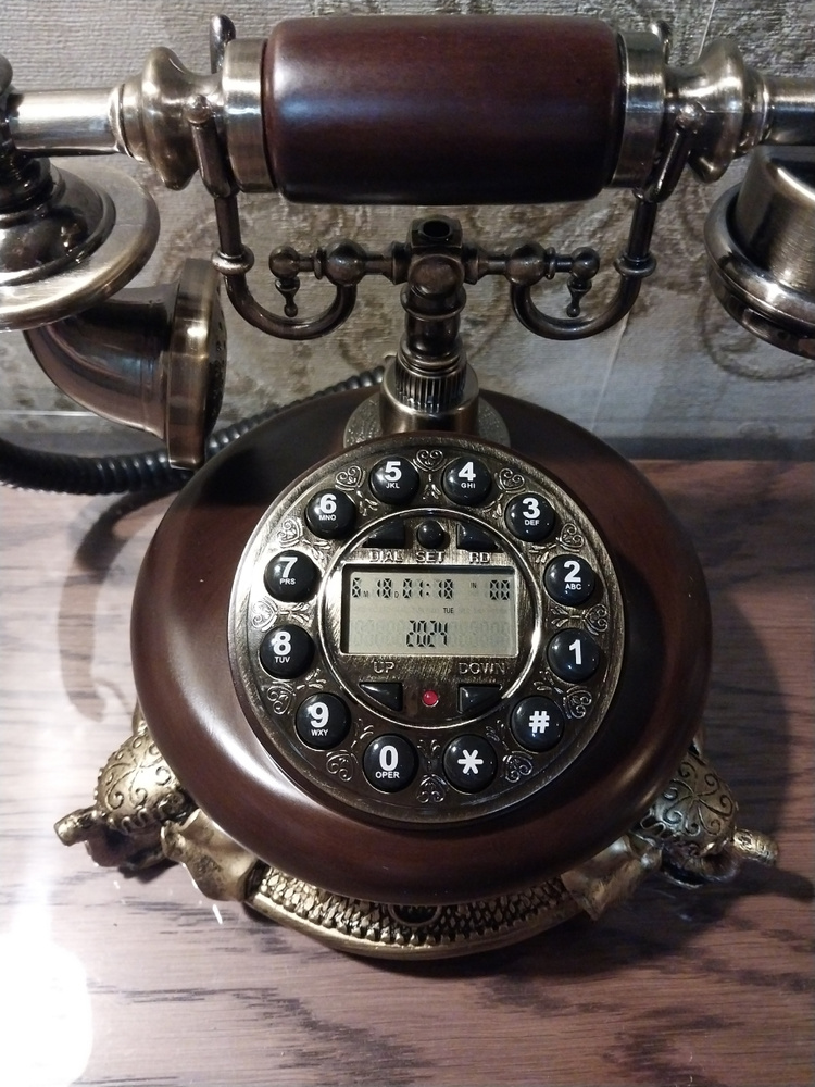 Старинный проводной телефон, Ретро-стиль, деревянное сырье - проводной ...