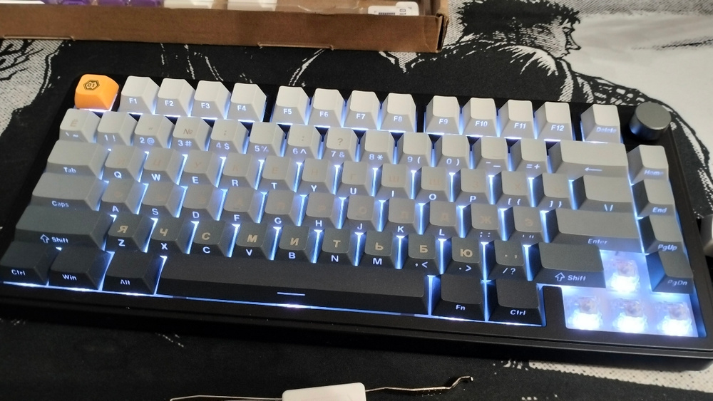 Клавиатура игровая Attack Shark M86 Cheese White RGB (RUS), беспроводная, 80 кнопок, HotSwap ...