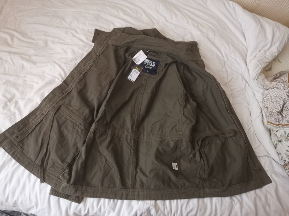 Ветровка Мужской M65 CASUAL Воротник, Капюшон оливковый капюшон Хлопок, размер 52 Длинный ...