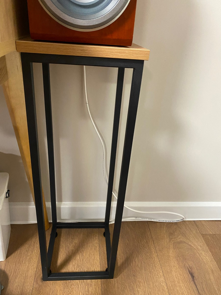 Подставка для цветов напольная металлическая лофт высокая Черный, Дуб ...