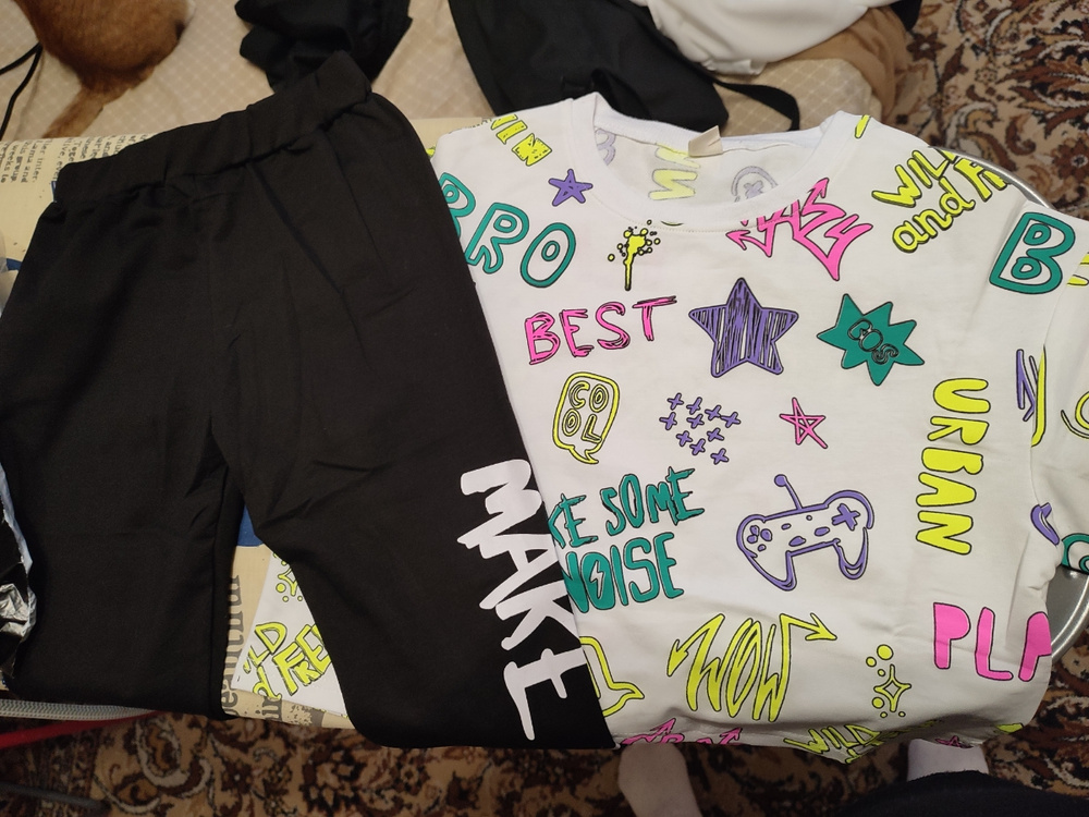 Комплект одежды Девочки Спортивный светло-зеленый, черный, размер 152, 158 Хлопок, Вискоза ...