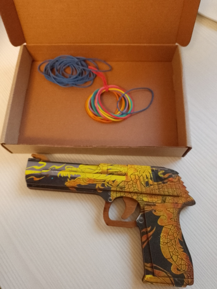 Пистолет резинкострел из cnfyljaa 2 деревянный Yakuza Desert Eagle, стреляет резинками, Якудза ...