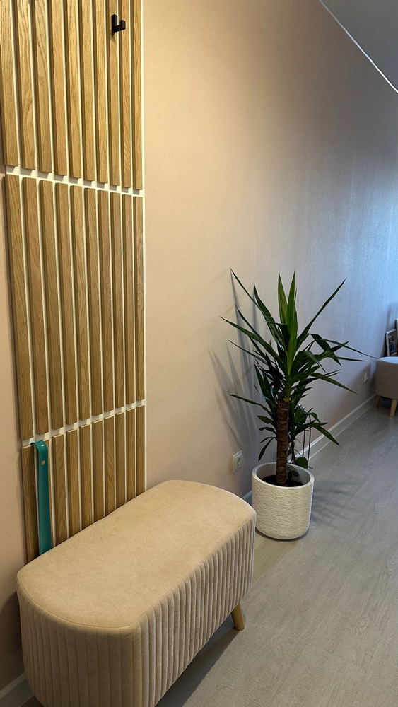 Стеновые панели реечные Дуб на черном натуральный шпон рейки декоративные на стену 680х505 4