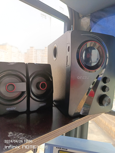 Колонки для компьютера Акустическая система 2.1 Ginzzu GM-406 40Вт дерево(MDF) Bluetooth плеер ...