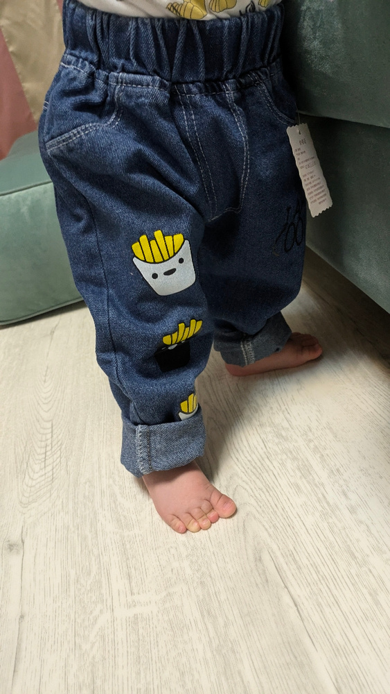 Джинсы Мальчики, Девочки BCATON ярко-синий Хлопок, размер 110 облегающий Средняя, рост 110 Китай ...