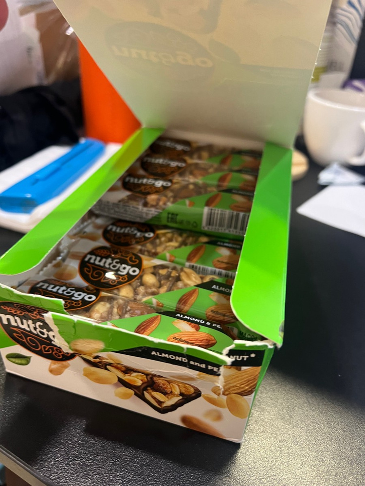 Батончики злаковые Nut and Go со вкусом банана и арахиса 18шт/42гр ...