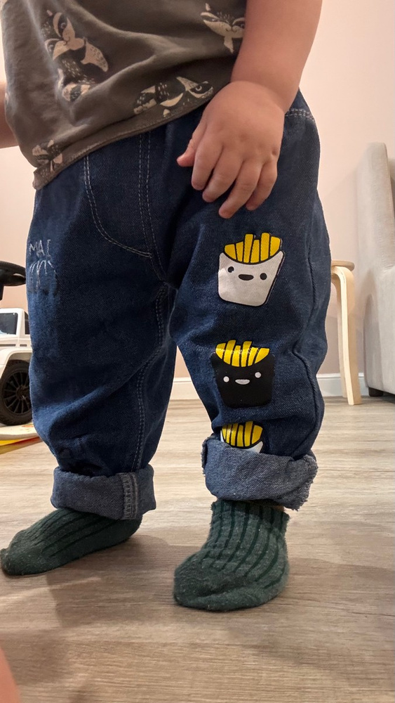 Джинсы Мальчики, Девочки BCATON ярко-синий Хлопок, размер 110 облегающий Средняя, рост 110 Китай ...