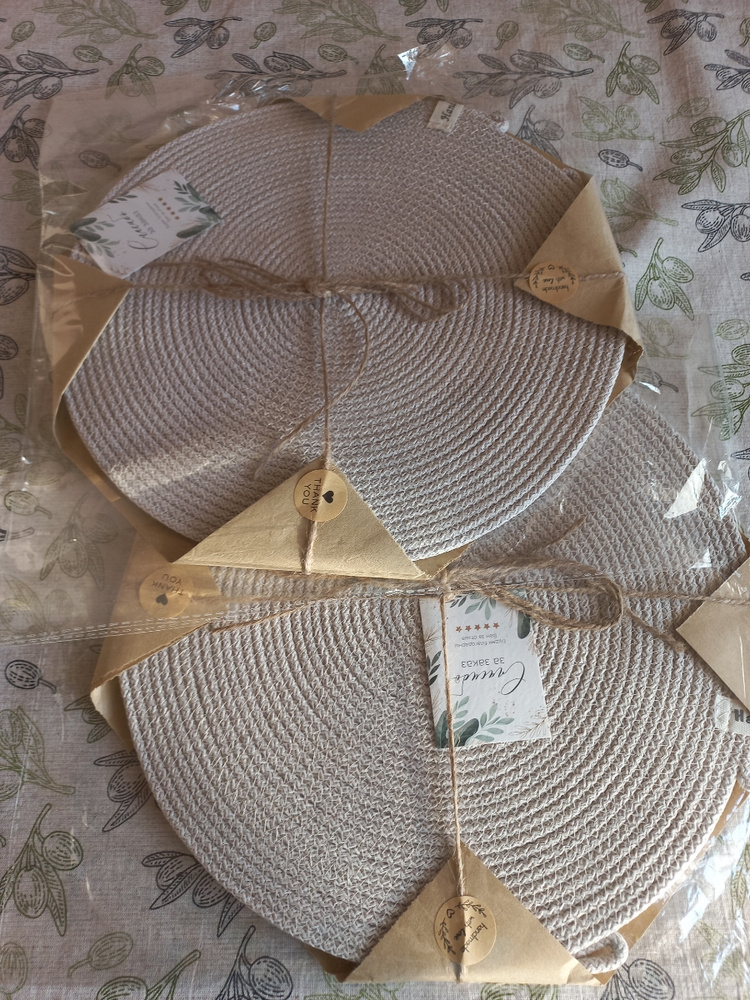 Декоративные сервировочные салфетки из хлопкового шнура ручной работы, 2 штуки купить на OZON по ...