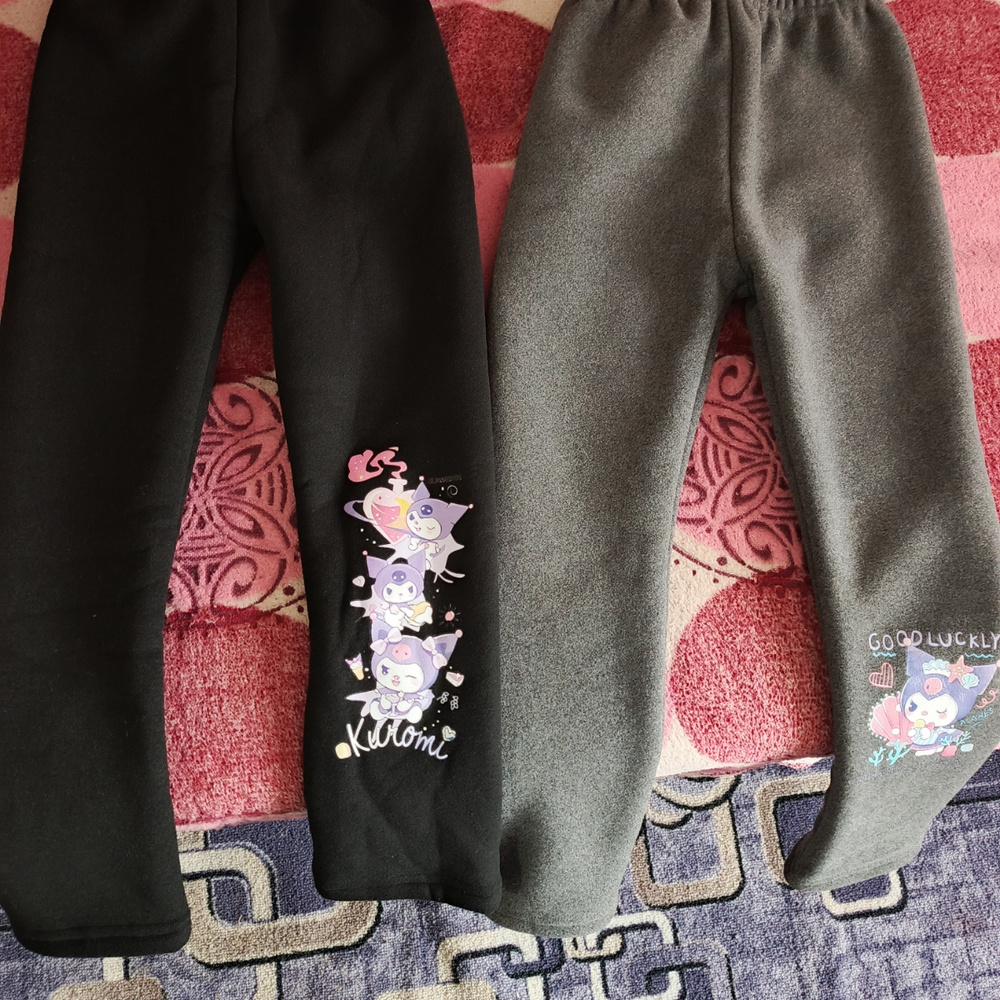 Легинсы Девочки черный меланж Искусственная кожа Повседневный, размер ...