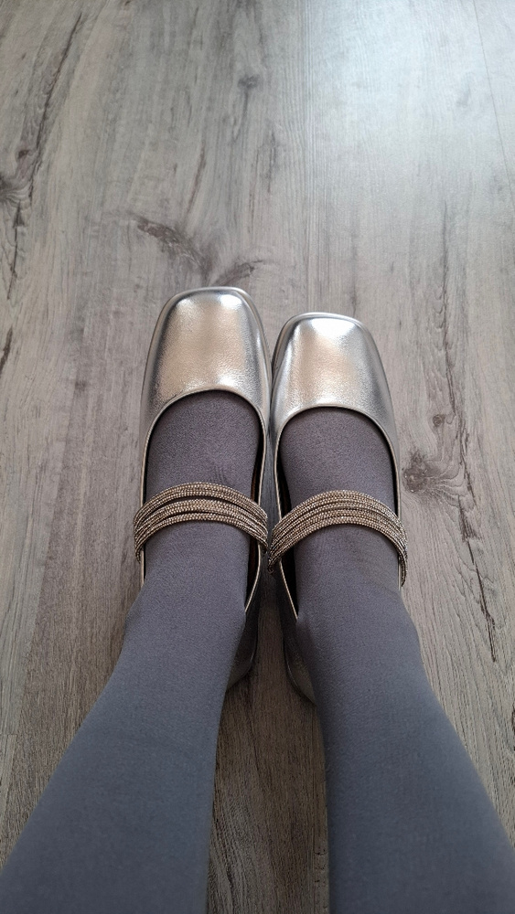 Балетки Женский JOYCITY Искусственная кожа, размер 37 6 Россия лодочки Стразы, Блестки ...