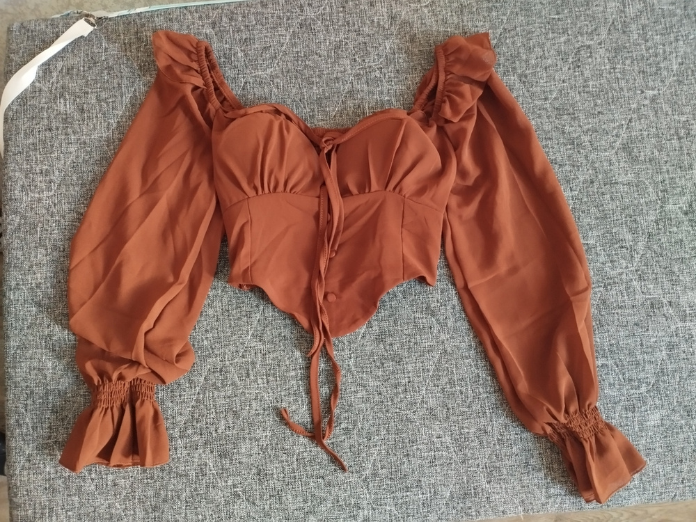 Топ Женский MOOCIE коричневый, размер 40, 46 Полиэфирное волокно Длинный Офисный/школьный Китай ...