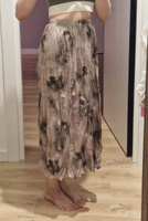 Юбка Женский SYJWY серебристо-белый Ткань плиссе, размер 44 Эластичная Макси Однотонный На любой ...