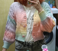 Свитер Женский SYJWY розовая пудра Политекс, размер 42 Другое Перфорация прямой Длинный Другое ...