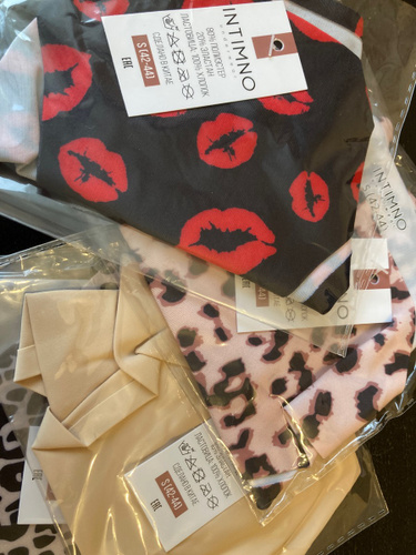 Комплект трусов Женский INTIMNO бикини, слипы Полиэстер, Эластан черный, розовый, размер 48, 50 ...