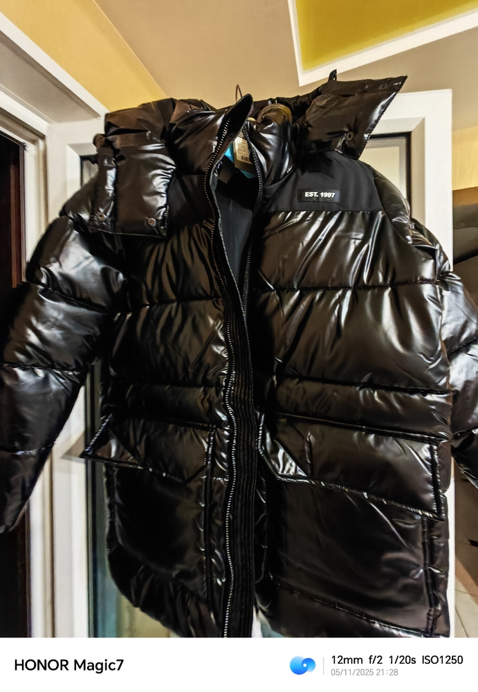 Пальто Мальчики Gulliver черный Полиэстер Длинный Пух, Полиэстер, размер 146 свободный Демисезон ...