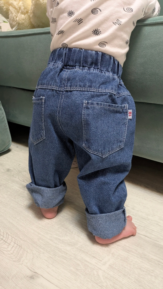 Джинсы Мальчики, Девочки BCATON ярко-синий Хлопок, размер 110 облегающий Средняя, рост 110 Китай ...