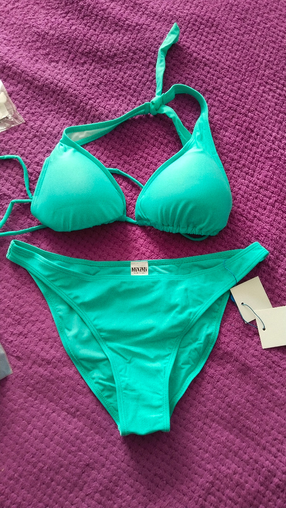Купальник раздельный Женский Minimi бирюзовый Пляжный, размер 65B Плавание Китай Однотонный ...