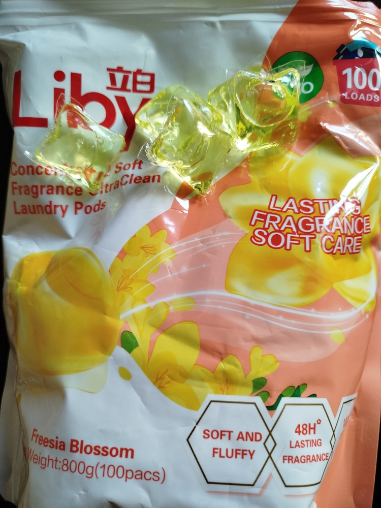 Капсулы для стирки Liby 3в1 антибактериальные против пятен, формула защиты цвета, концентрат с ...