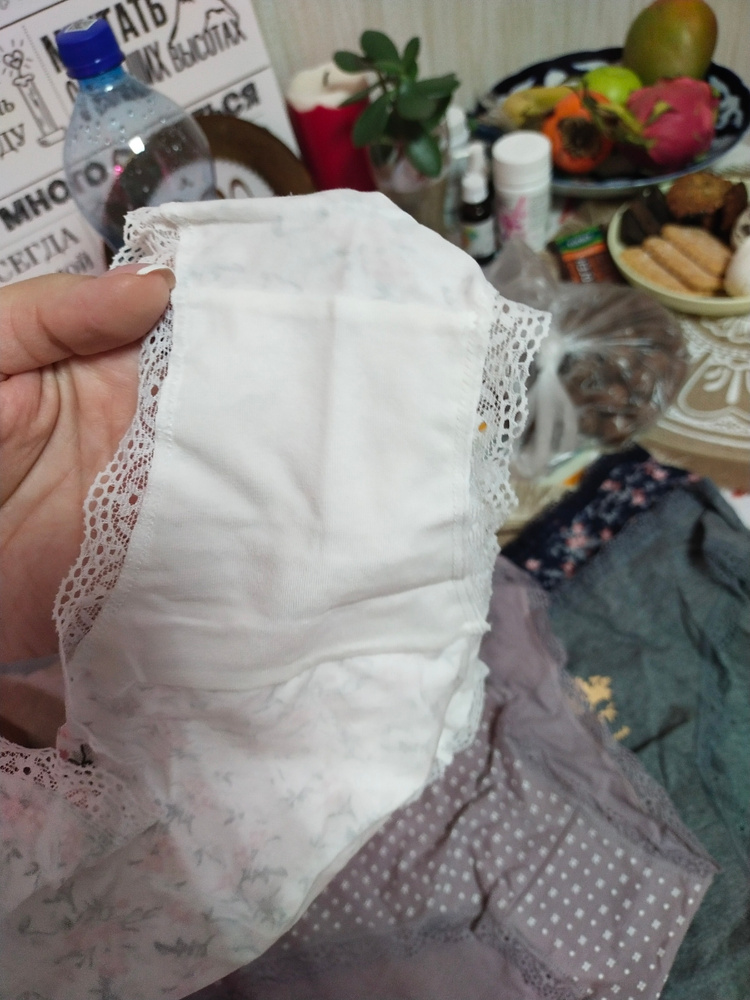 Комплект трусов Женский OIRO слипы Хлопок, Эластан белый, кофе, размер 50, 52 Низкая Кружево ...