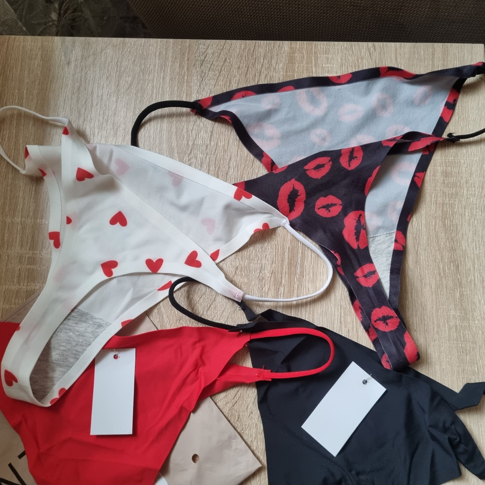 Комплект трусов Женский INTIMNO бикини, слипы Полиэстер, Эластан черный, розовый, размер 46, 48 ...