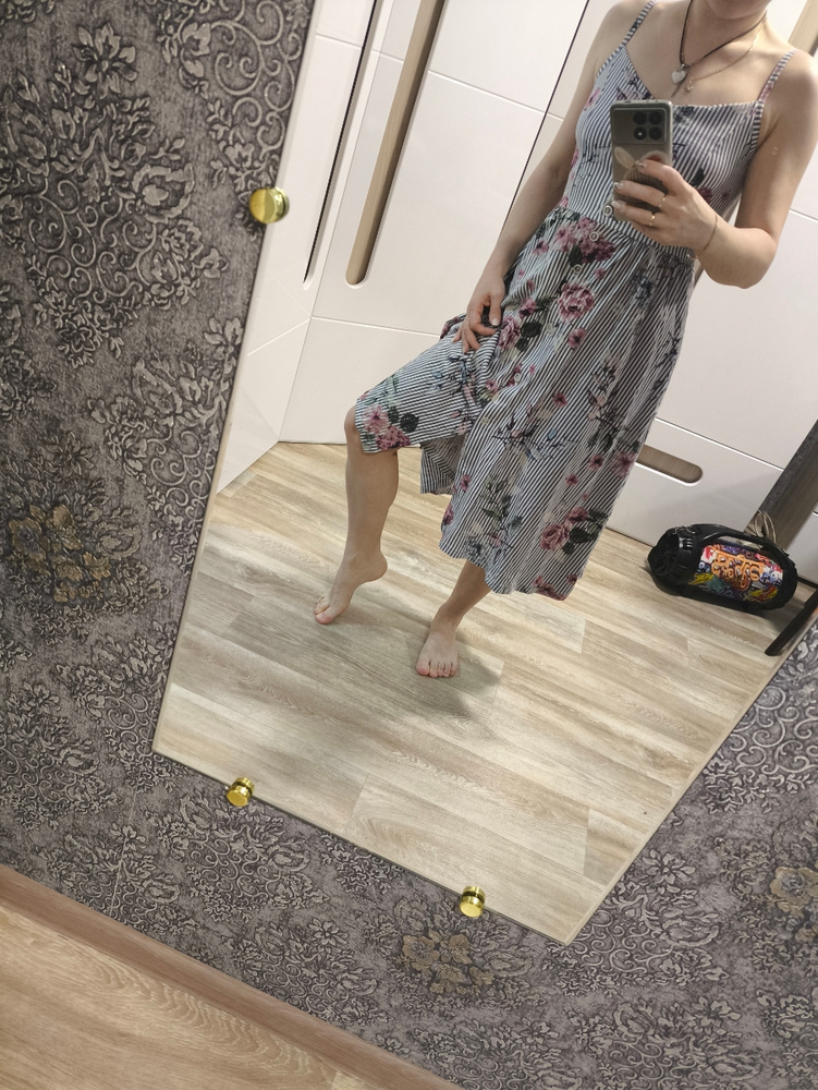 Сарафан Женский COOL LOOK темно-лазурный с тонкими бретельками Пляжный Без рукавов Хлопок ...