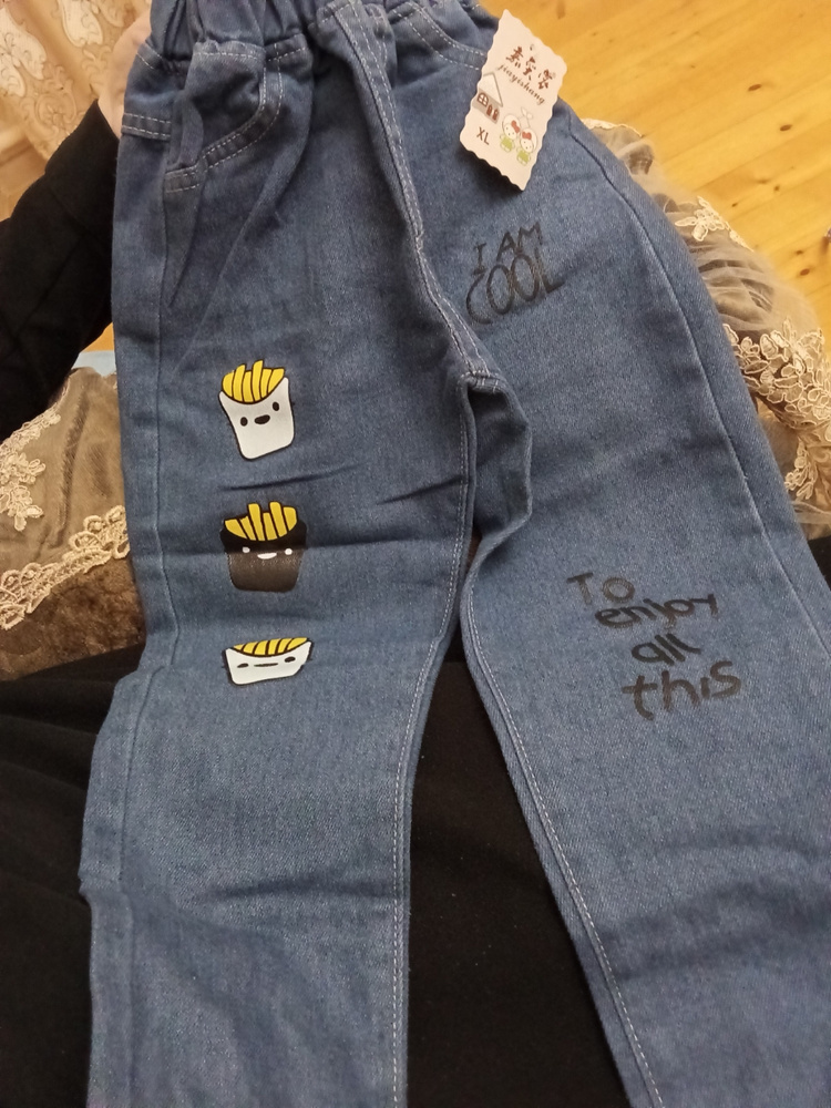 Джинсы Мальчики, Девочки BCATON ярко-синий Хлопок, размер 110 облегающий Средняя, рост 110 Китай ...