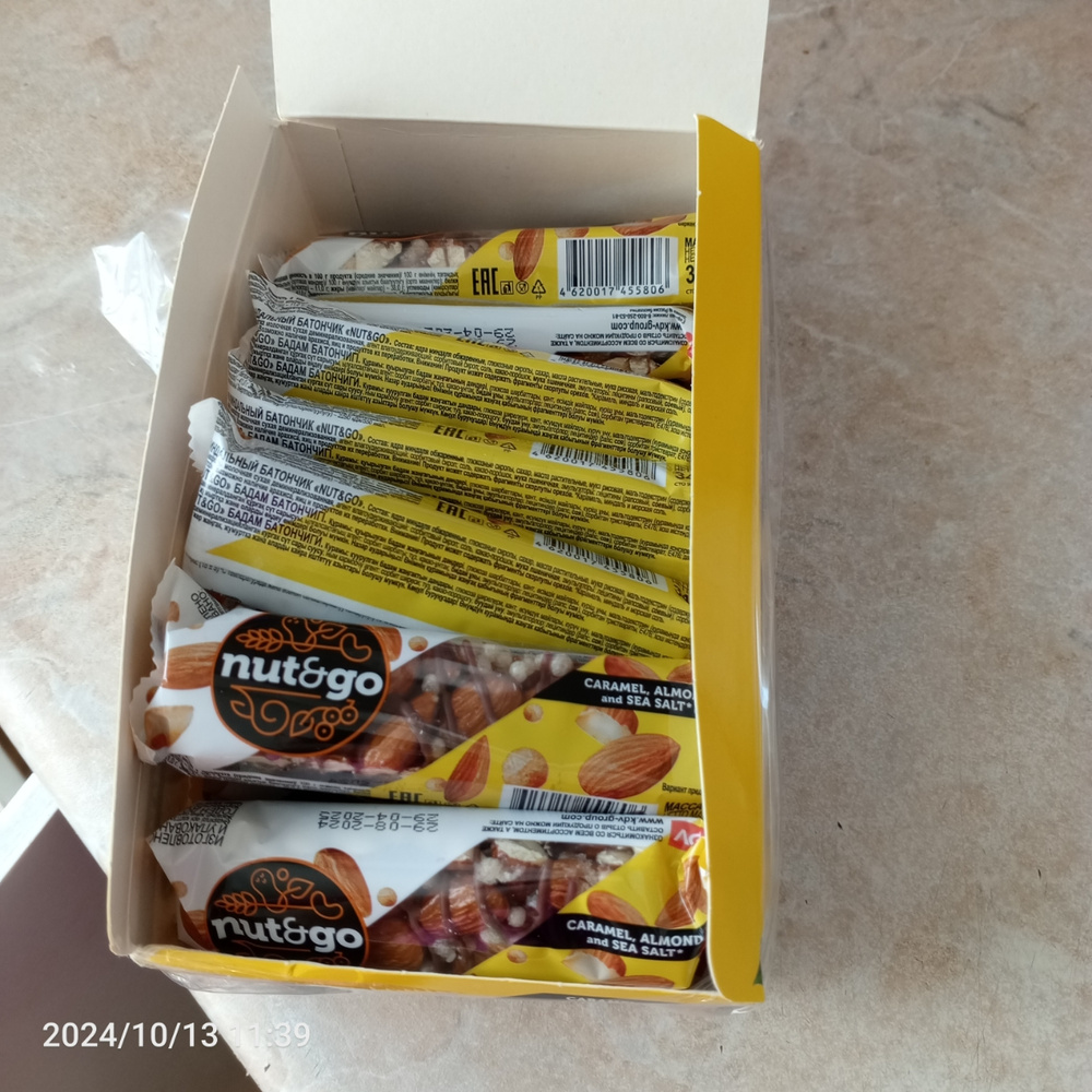 Миндальный батончик NUT N GO с арахисовой пастой шоу-бокс 18шт купить на OZON по низкой цене ...