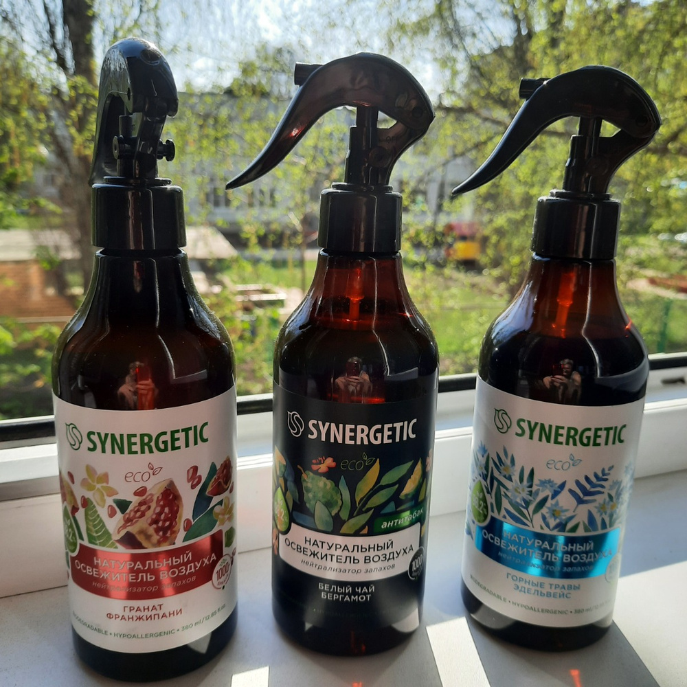 Освежитель воздуха, ароматизатор парфюм для дома, туалета SYNERGETIC набор 3 шт по 380 мл ...