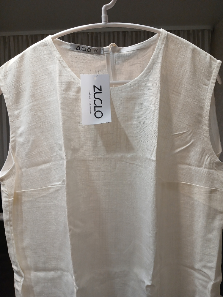 Топ Женский ZUCLO белый, размер 44 Лен, Вискоза Без рукавов Офисный ...