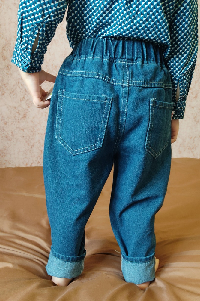 Джинсы Мальчики, Девочки BCATON ярко-синий Хлопок, размер 110 облегающий Средняя, рост 110 Китай ...