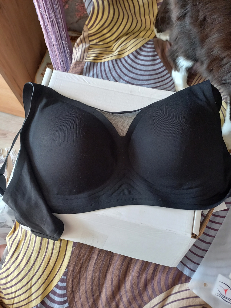 Бюстгальтер Женский MAMASUPER без косточек, размер 95E, 95F черный муар Нейлон, Спандекс ...